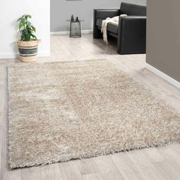 Hochflor Teppich Wohnzimmer Shaggy Super Weich Soft Pastellfarben Einfarbig,Beige, 160x230 cm