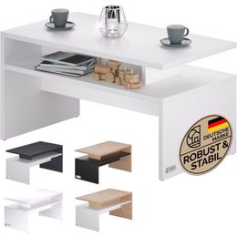 Couchtisch mit Ablage Stauraum 92x51x48cm Kratzfest Holz 50kg Belastbarkeit Modern Groß Wohnzimmer Büro Sofa Couch Tisch Beistelltisch weiß - Casaria