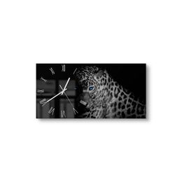 DEQORI Wanduhr 'Leopard mit blauen Augen' (Glas Glasuhr modern Wand Uhr Design Küchenuhr)