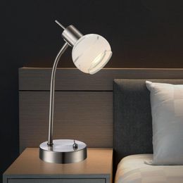 etc-shop Tischlampe led Nachttischleuchte Schlafzimmerlampe Tischleuchte Wohnzimmerlampe, flexibel, nickel matt Glas, 5W 320lm warmweiß, LxBxH 22x22x34 cm