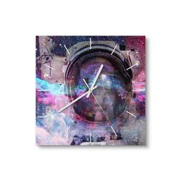 DEQORI Wanduhr 'NASA Astronaut in Nebula' (Glas Glasuhr modern Wand Uhr Design Küchenuhr)