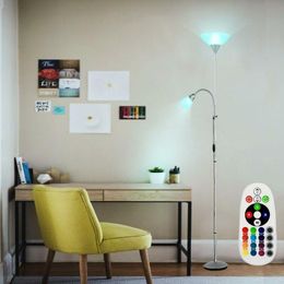 etc-shop Steh Leuchte Wohn Zimmer Decken Fluter schaltbar Flexo Dimmer Lampe im Set inklusive rgb led Leuchtmittel