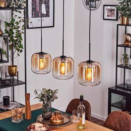 hofstein Lauden Pendelleuchte Glas 20 cm Schwarz, 3-flammig