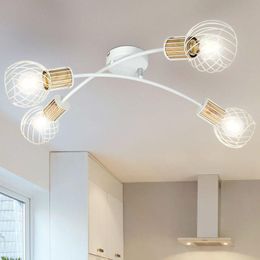 etc-shop Decken Lampe Metall Leuchte Holz Beweglich Design Retro Wohn Zimmer Beleuchtung