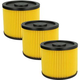 vhbw - 3x Faltenfilter kompatibel mit Lidl Parkside pnts 1300, 1250/9, 1400, 1250, 1300 A1, 1300 B2 Staubsauger - Filter, Patronenfilter, gelb