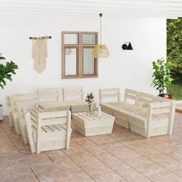 9-tlg. Garten-Paletten-Lounge-Set, Sitzgruppe Gartenset, Gartenmöbel Imprägniertes Fichtenholz LLOAQ406068 MAISONCHIC