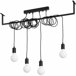 etc-shop Hängelampe Höhenverstellbar schwarz Hängelampe Balken Lampen Esszimmer Pendelleuchte schwarz, 4 Flammig aus Stahl, 4x E27, LxH 100 x 120 cm,
