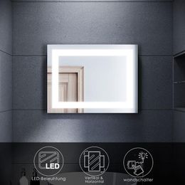 Led Badspiegel Badezimmer Wandspiegel Bad Spiegel mit LED-Beleuchtung Energiesparend Lichtspiegel 60 x 50 cm kaltweiß IP44 - Sonni