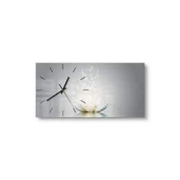 DEQORI Wanduhr 'Funkelnde Lotusblüte' (Glas Glasuhr modern Wand Uhr Design Küchenuhr)