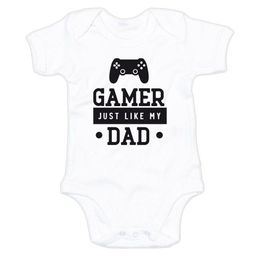 G-graphics Kurzarmbody Gamer – like my Dad Baby Body mit Spruch / Sprüche / Print / Motiv