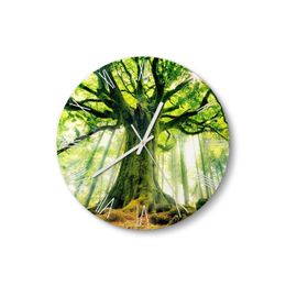 DEQORI Wanduhr 'Eindrucksvoller Baum' (Glas Glasuhr modern Wand Uhr Design Küchenuhr)