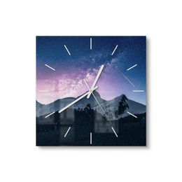 DEQORI Wanduhr 'Nachthimmel in den Bergen' (Glas Glasuhr modern Wand Uhr Design Küchenuhr)