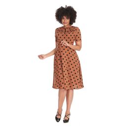 Banned A-Linien-Kleid Retro Swingkleid Set Sail Braun Vintage Polka Dot Dress 50s Pünktchen Kleid