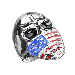 Taffstyle Fingerring Herren Ring Biker Totenkopf Schädel USA Flagge