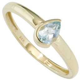 Schmuck Krone Fingerring Ring Damenring mit Blautopas Topas hellblau Tropfen 333 Gold Gelbgold Goldring