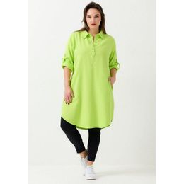 kekoo Blusenkleid A-Linie Kleid Langarm aus reiner Baumwolle 'Verde'
