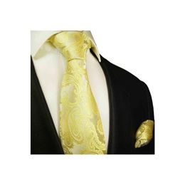 Paul Malone Krawatte Elegante Herren Seidenkrawatte mit Tuch paisley brokat 100% Seide (Set