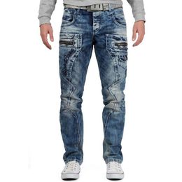 Cipo & Baxx Cipo & Baxx Regular-fit-Jeans Herren Hose BA-C1178 mit Verzierungen und Reißverschlüssen