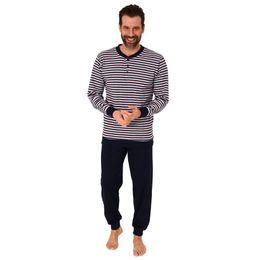 Normann Pyjama Herren Schlafanzug mit Bündchen in warmer Kuschel Interlock Qualität