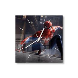 DEQORI Wanduhr 'Spider-Man Superheld' (Glas Glasuhr modern Wand Uhr Design Küchenuhr)