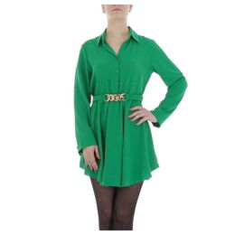 Ital-Design Tunikakleid Damen Party & Clubwear Kette Chiffon Crinkle-Optik Kleid in Grün