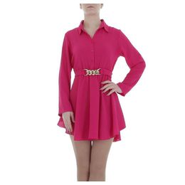 Ital-Design Tunikakleid Damen Party & Clubwear Kette Chiffon Crinkle-Optik Kleid in Pink