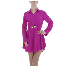 Ital-Design Tunikakleid Damen Party & Clubwear Kette Chiffon Crinkle-Optik Kleid in Lila
