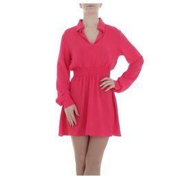 Ital-Design Minikleid Damen Party & Clubwear Chiffon Crinkle-Optik Blusenkleid in Pink