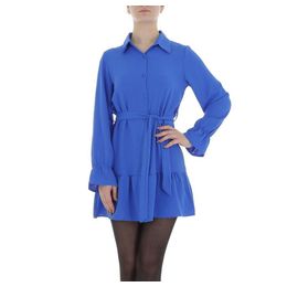 Ital-Design Minikleid Damen Party & Clubwear (85764932) Volants Chiffon Crinkle-Optik Blusenkleid in Blau