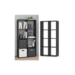 VICCO Raumteiler Scutum 8 Fächer Schwarz 140 x 72 cm - Regal Bücherregal Standregal Aktenregal Raumtrenner