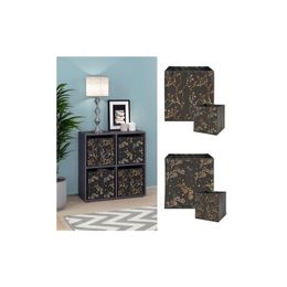 VICCO Raumteiler Würfelregal Standregal Tetra Schwarz Faltbox Wohnzimmer Regal 73x72 cm modern Ablage 4 Fächer Dekoregal Ordnerregal Aufbewahrung