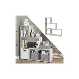 VICCO Treppenregal Asym Raumteiler Bücherregal Regal Wandregal 4 Fächer Beton