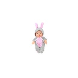 Moni Kinderpuppe 20 cm Hase Spielpuppe, Hasenkostüm bewegliche Arme ab 3 Jahren grau