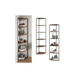 VICCO Eckregal Standregal Raumteiler Fyrk 5 Ebenen Medienregal Antikholz-Optik