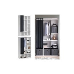 VICCO Kleiderschrank Schlafzimmerschrank Garderobe Luigi Weiß 106 x 178 cm modern Schrankregal Organizer Vorhang Kleiderstange Fächer Aufbewahrung Ablage