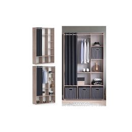 VICCO Kleiderschrank Schlafzimmerschrank Garderobe Luigi Sonoma 106 x 178 cm modern Schrankregal Organizer Vorhang Kleiderstange Fächer Aufbewahrung Ablage