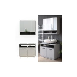 VICCO Badmöbel-Set Badezimmer-Möbel Bad-Schrank Beatrice Grau Anthrazit modern Badezimmerschrank Waschtischunterschrank Spiegelschrank Schranktür Schrankfach