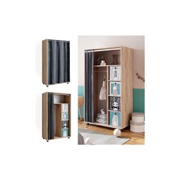 VICCO mobiler Kinderkleiderschrank Dielenschrank Garderobe Doros Sonoma modern 100 x 168 cm Faltboxen offen rollbar