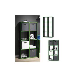 VICCO Raumteiler Standregal Bücherregal 8 Fächer Scutum Schwarz Grün Hochregal