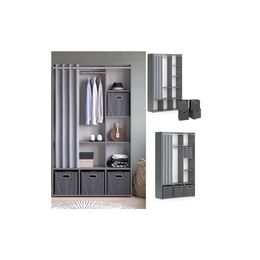 VICCO Kleiderschrank Schlafzimmerschrank Garderobe Luigi Grau Faltbox 106 x 178 cm modern Schrankregal Organizer Vorhang Kleiderstange Fächer Aufbewahrung Ablage