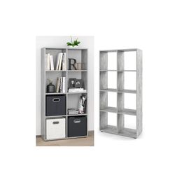 VICCO Raumteiler SCUTUM 8 Fächer Grau Beton - Bücherregal Standregal Wandregal