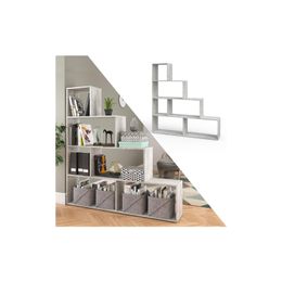 VICCO Treppenregal ASYM Raumteiler beton Bücherregal Standregal Aktenregal Hochregal Aufbewahrung Regal