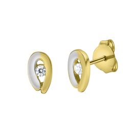 Paar Ohrstecker Vivance "375/- Gelbgold bicolor Zirkonia" Ohrringe Gr. ONE-SIZE, Gold, bunt (mehrfarbig, weiß) Damen Ohrstecker