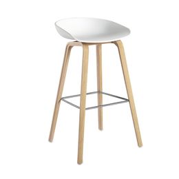 Hay - About A Stool AAS 32 H 75 cm, Eiche geseift / Edelstahl / white 2.0 (Kunststoffgleiter)