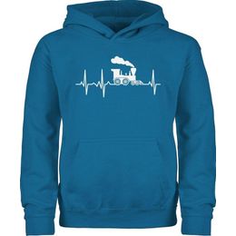 Shirtracer Hoodie Dampflok Herzschlag weiß Kinder Fahrzeuge