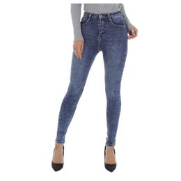 Ital-Design Skinny-fit-Jeans Damen Freizeit Applikation Print Stretch High Waist Jeans in Blau