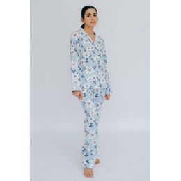 SNOOZE OFF Pyjama Schlafanzug in hellblau mit Blütendruck (2 tlg.
