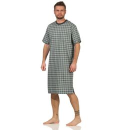 Normann Pyjama Herren Nachthemd kurzarm in Karo Optik