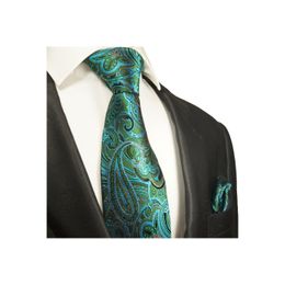 Paul Malone Krawatte Herren Seidenkrawatte mit Tuch Schlips modern paisley 100% Seide (Set