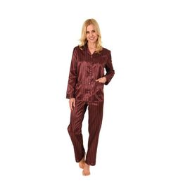 Normann Pyjama Damen Satin Schlafanzug in Optik zum durchknöpfen